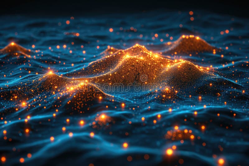 Topographical Map with Glowing Lights Wallpaper Background Stock ...