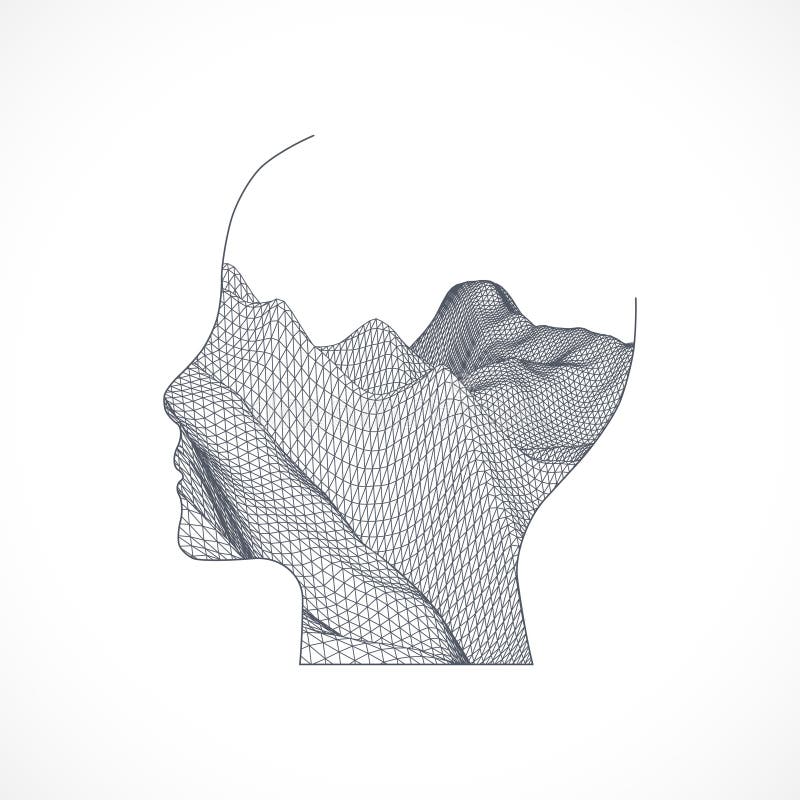 Topography in the Contour. the Human Head is Made in the Style of a ...