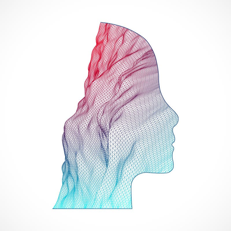 Topography in the Contour. the Human Head is Made in the Style of a ...