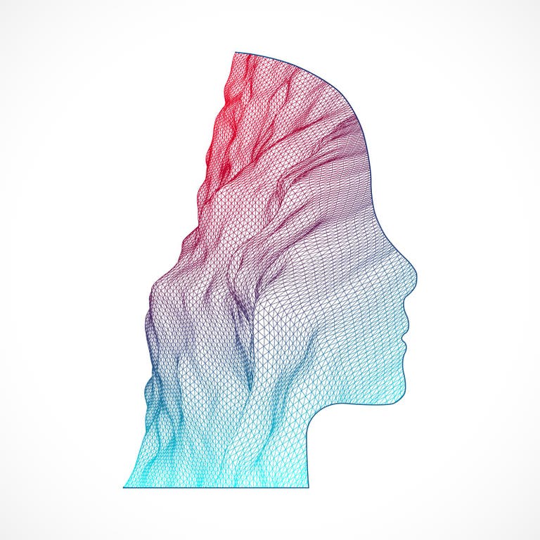 Topography in the Contour. the Human Head is Made in the Style of a ...