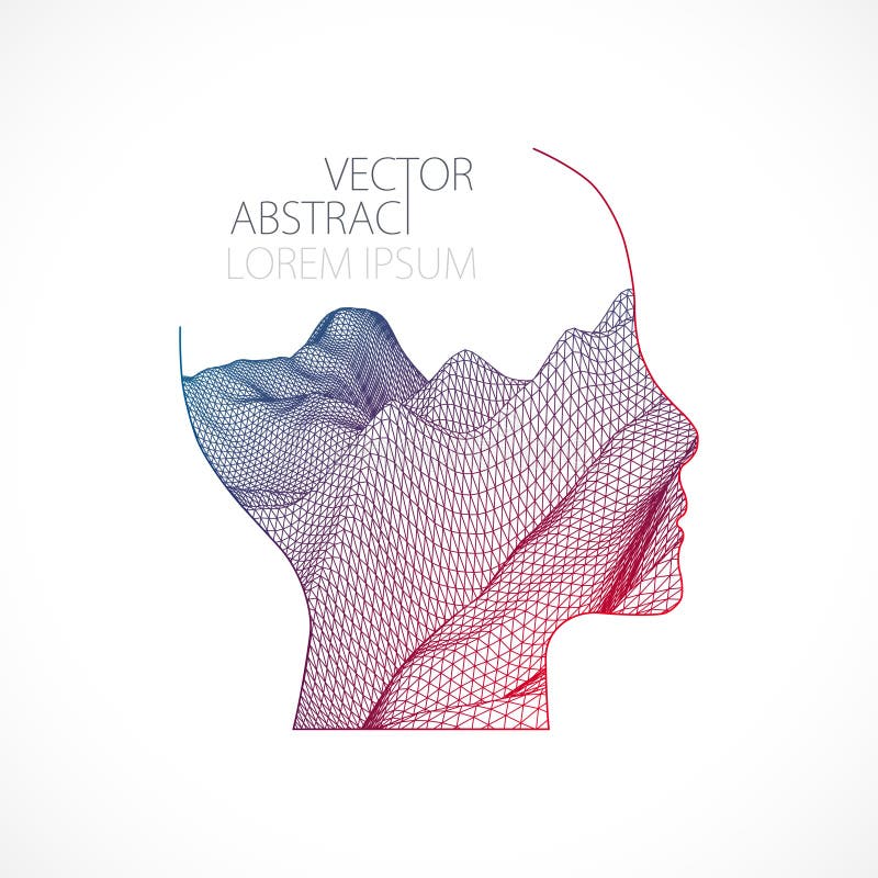Topography in the Contour. the Human Head is Made in the Style of a ...