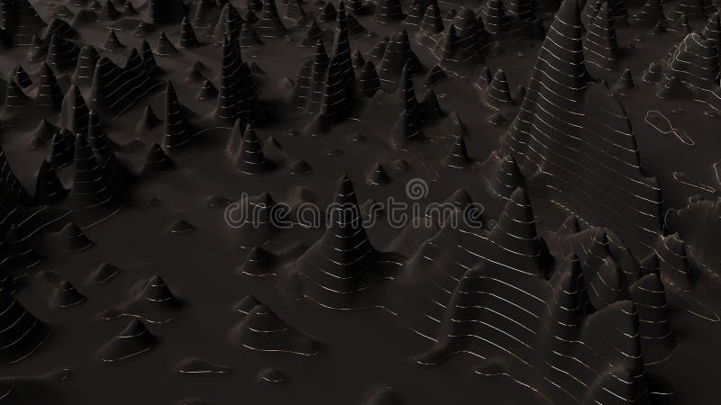 Topography Curve Gold Line Map Height 3d Stock Illustration ...