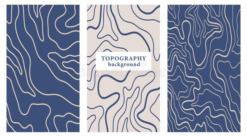 Topography Map Background Set. Wavy Abstract Cover Stock Vector ...