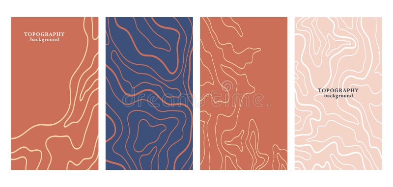 Topography Map Background Set. Wavy Abstract Cover Stock Illustration ...
