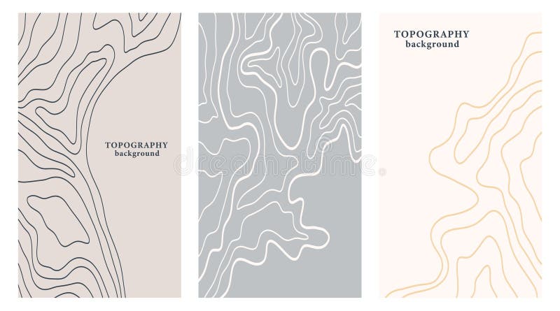 Topography Map Background Set. Wavy Abstract Cover Stock Vector ...
