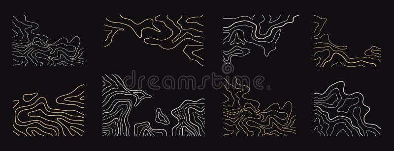Topography Map Shapes Abstract Wavy Lines Set Stock Vector ...