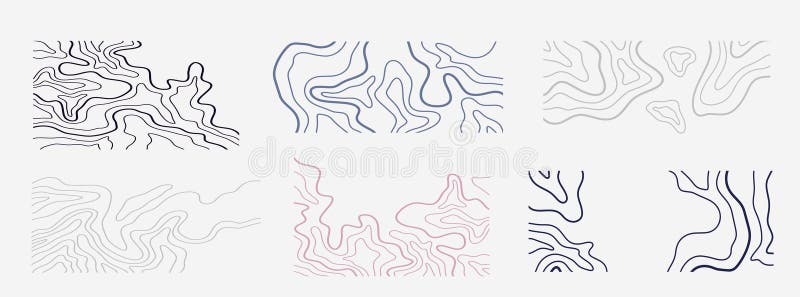 Topography Map Shapes Abstract Wavy Lines Set Stock Vector ...