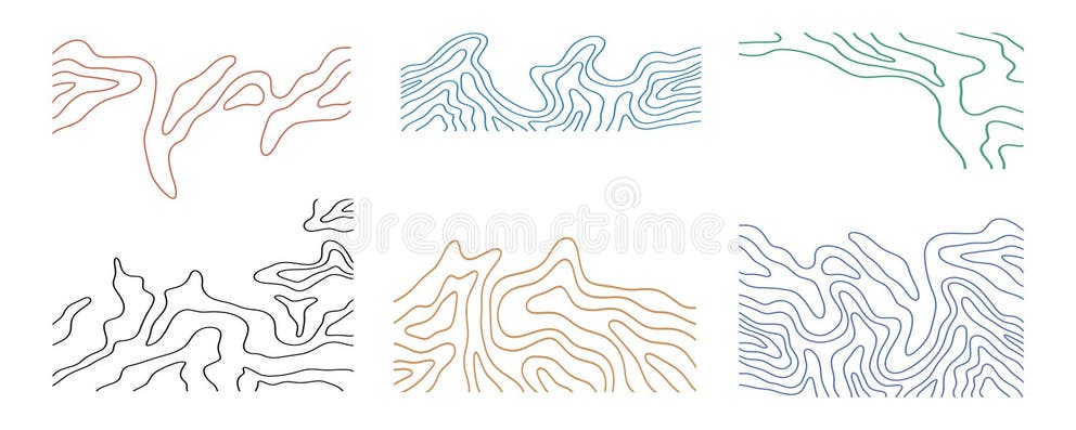 Topography Map Shapes Abstract Wavy Lines Set Stock Illustration ...