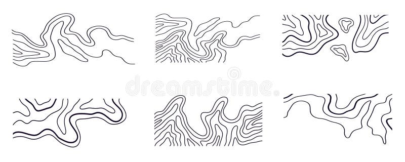 Topography Map Shapes Abstract Wavy Lines Set Stock Illustration ...