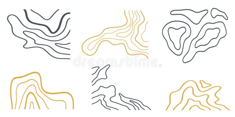 Topography Map Shapes Abstract Wavy Lines Set Stock Illustration ...