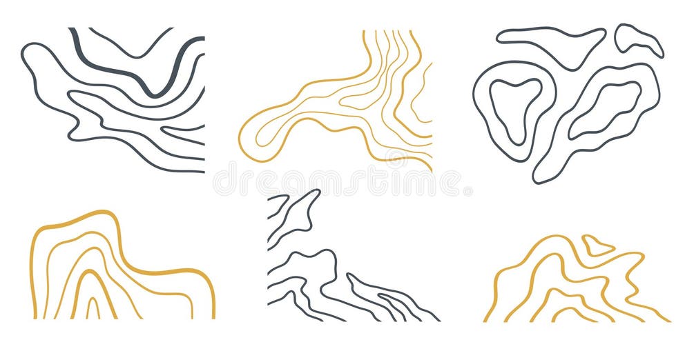 Topography Map Shapes Abstract Wavy Lines Set Stock Illustration ...