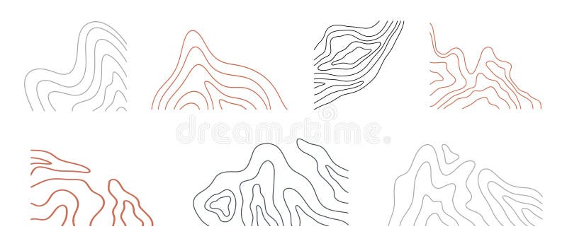 Topography Map Shapes Abstract Wavy Lines Set Stock Vector - Illustration of design, abstract ...
