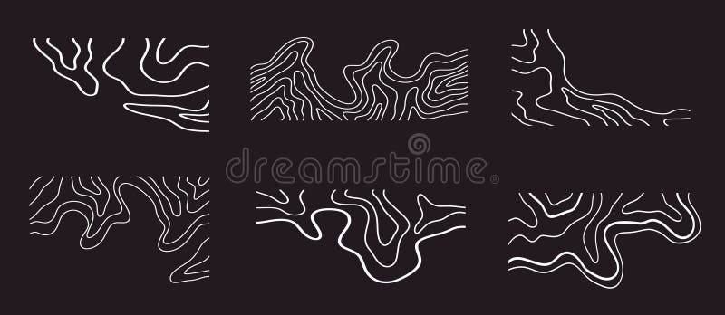 Topography Map Shapes Abstract Wavy Lines Set Stock Vector - Illustration of lines, design ...