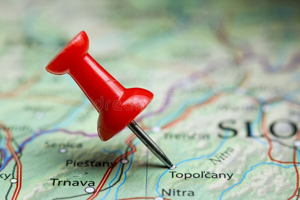 Topolcany, Slovakia Pin on Map Stock Photo - Image of journey, close ...