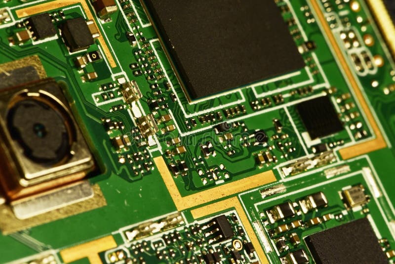 Smartphone Motherboard Connectors in Macro. Stock Photo - Image of ...