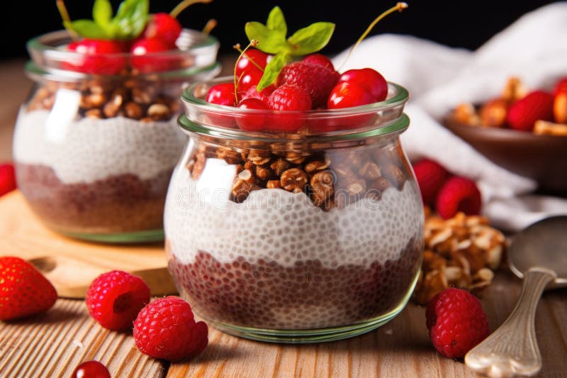 Topping Chia Pudding with Granola Stock Image - Image of granola, bowl ...