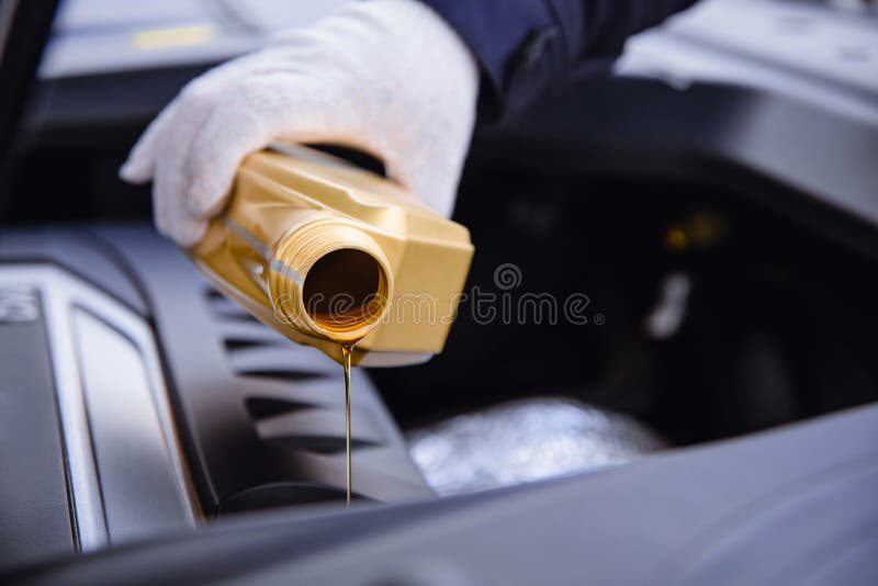 Pouring Engine Oil into a Car Engine Stock Image - Image of flow ...