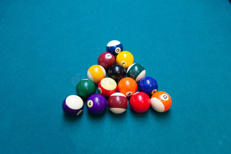 Topview Billiards Ball , Blue Table Stock Image - Image of sphere ...