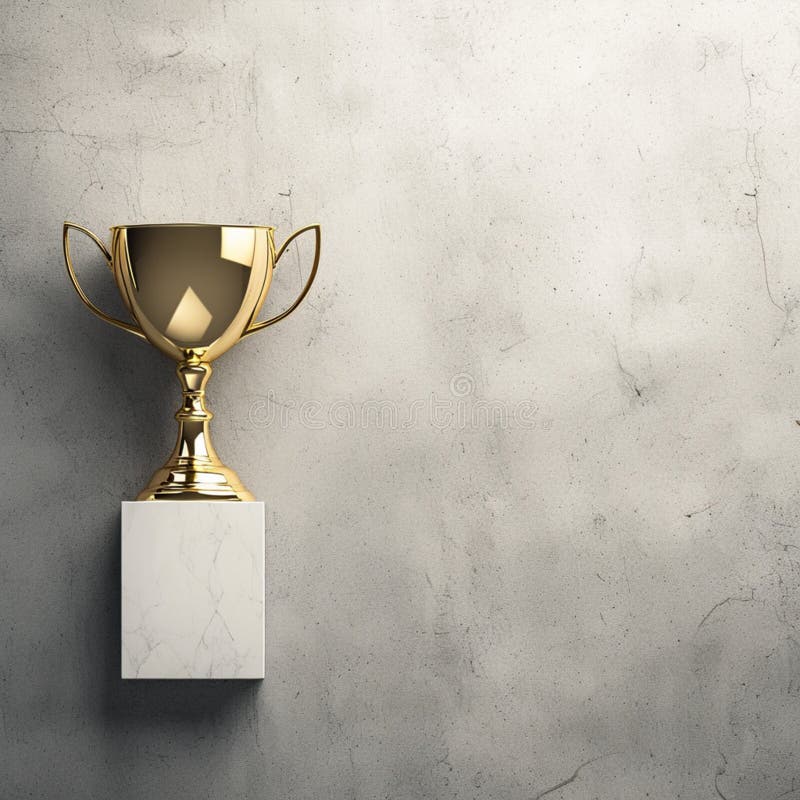 Topview of Champion Trophy Cup on Concrete Stone Grey Surface Stock ...