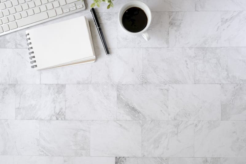 Topview Flat Lay of Working Table with Office Stationary Stock Image ...