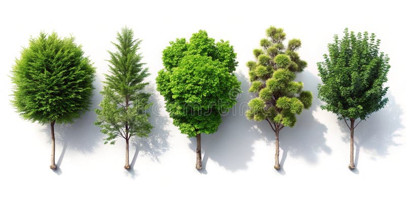 5 TopView Tree Planting Plan Outlines for Landscape Design Silhouette ...