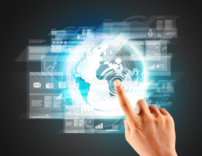 Toque Com Uma Tecnologia Virtual Digital Moderna Foto de Stock - Imagem ...