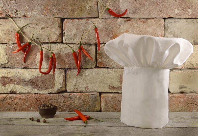 Toque with Red Chili Peppers Stock Image - Image of hanging ...
