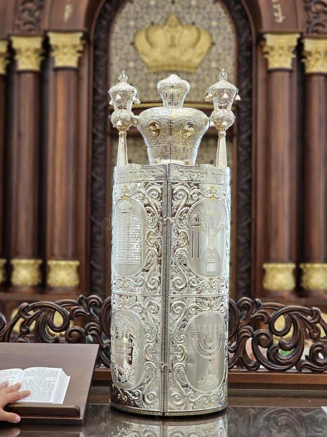 Torah Book in the Synagogue Stock Photo - Image of scroll, silver ...