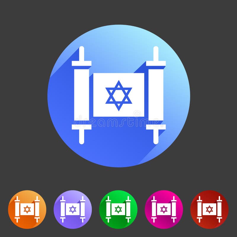 Scroll With Book Shofar And Forbidden Pin For Yom Kippur Vector