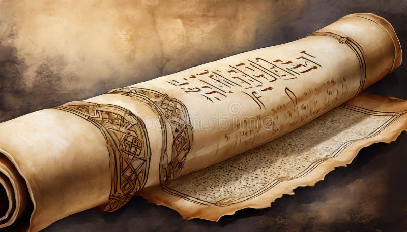 Torah Scroll, Hebrew Bible on Parchment. Generated with AI Stock ...