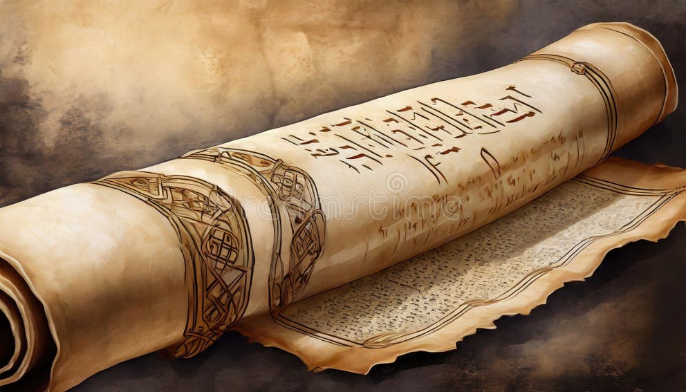 Torah Scroll, Hebrew Bible on Parchment. Generated with AI Stock ...