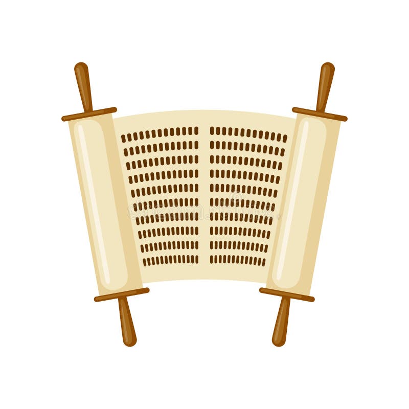 Torah Scroll Icon in Flat Style. Stock Vector - Illustration of paper ...