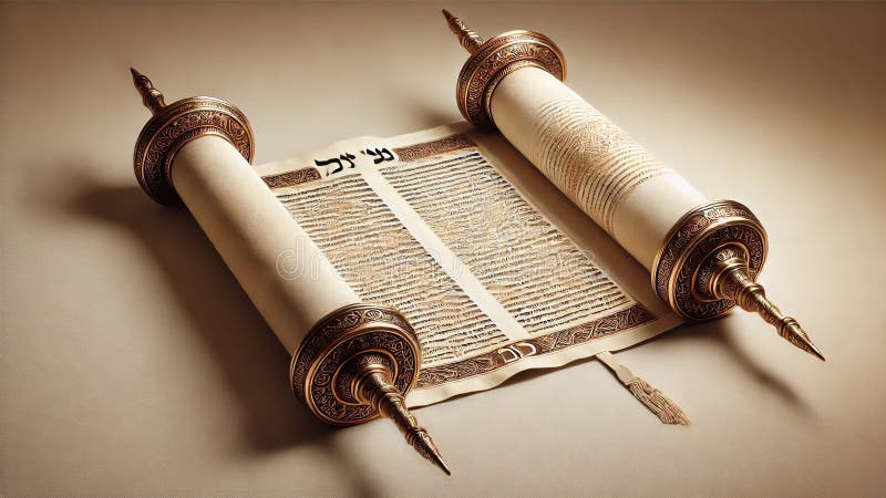 Torah Scroll with Intricate Hebrew Script Stock Illustration ...