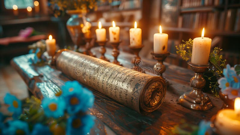 The Torah Scroll on the Table Symbolizes Spirituality and Reverence ...