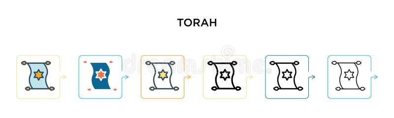 Torah Vector Icon in 6 Different Modern Styles. Black, Two Colored ...