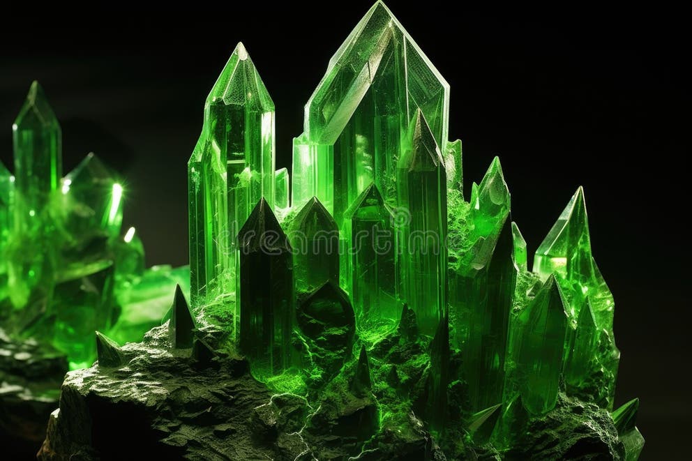 Torbernite Green Crystals Displayed Under Soft, Controlled Light Stock ...