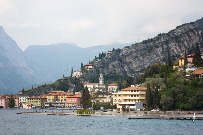 View of Torbole and the Mountains on the Shores of Lake Garda. Torbole ...