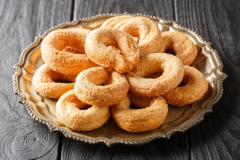 Torcetti Typical Italian Biscuits Closeup on the Plate. Horizontal ...