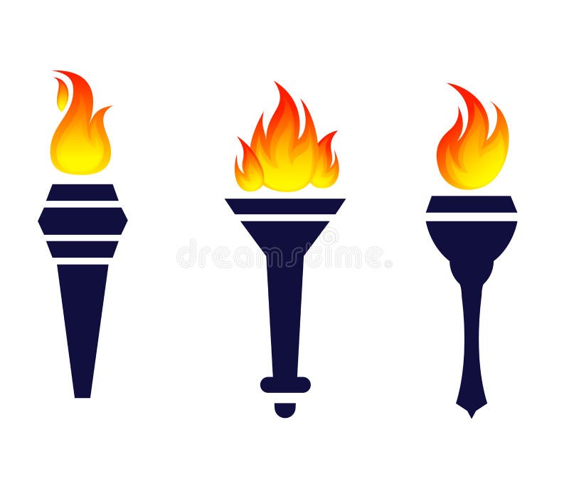 Blue Torch Collection Flaming Design Stock Vector - Illustration of ...