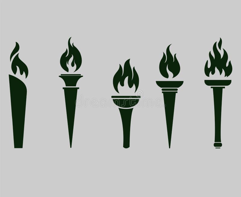 Fire Torch Green Flame Abstract Stock Vector - Illustration of blue ...