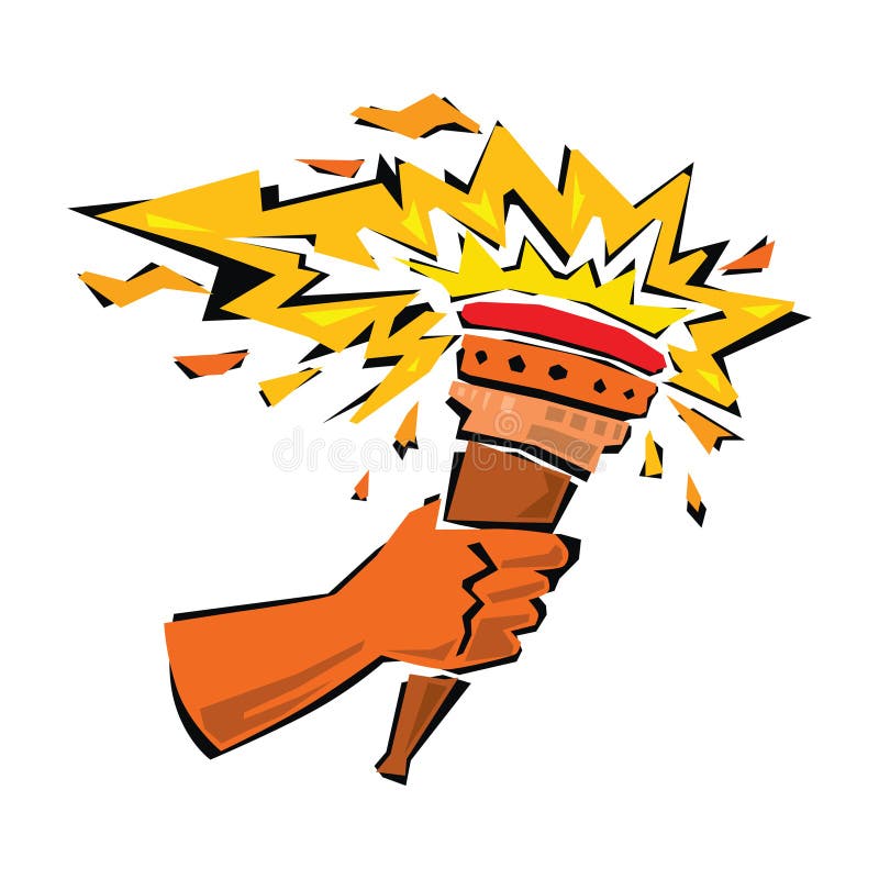 Hand Holding Torch Lighter with Big Flame Stock Vector - Illustration ...