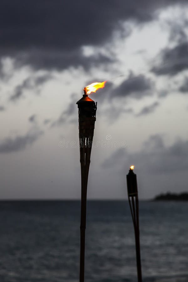 Torch on beach stock photo. Image of shore, vacation - 95507702