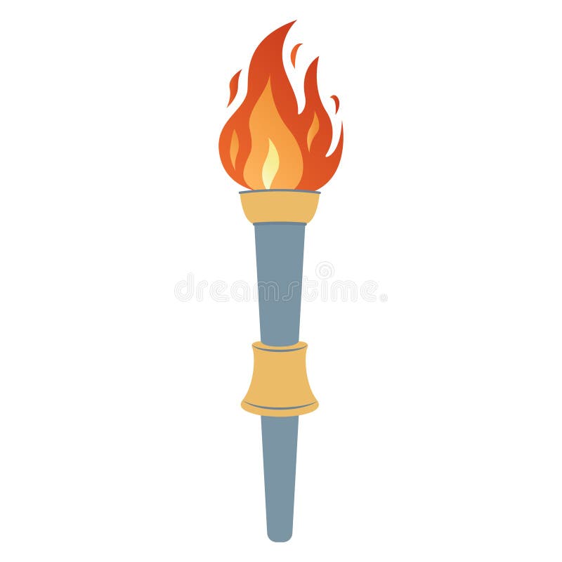 Torch with Burning Fire in Flat Design Stock Vector - Illustration of ...