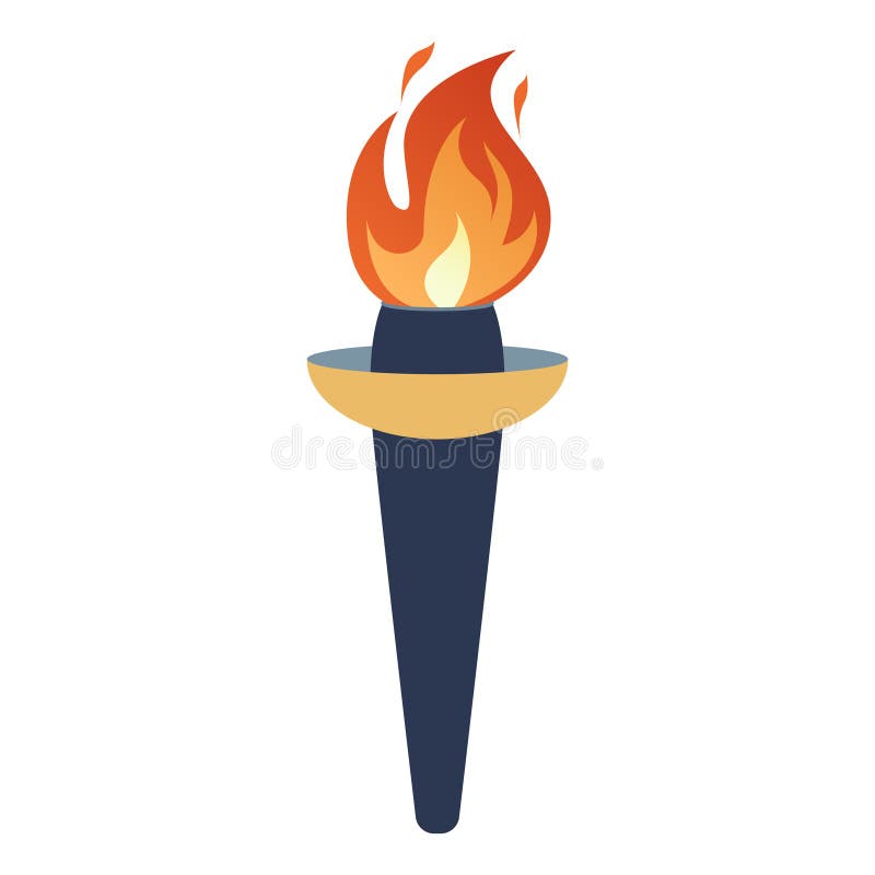 Torch with Burning Fire in Flat Design Stock Vector - Illustration of ...