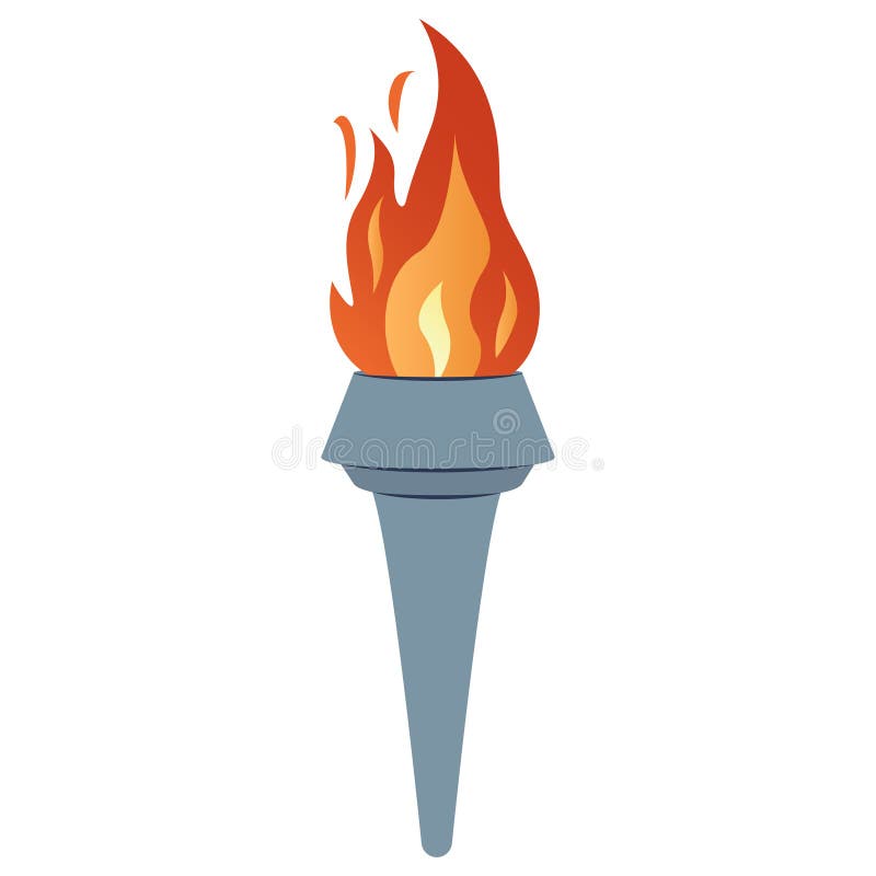 Torch with Burning Fire in Flat Design Stock Vector - Illustration of ...