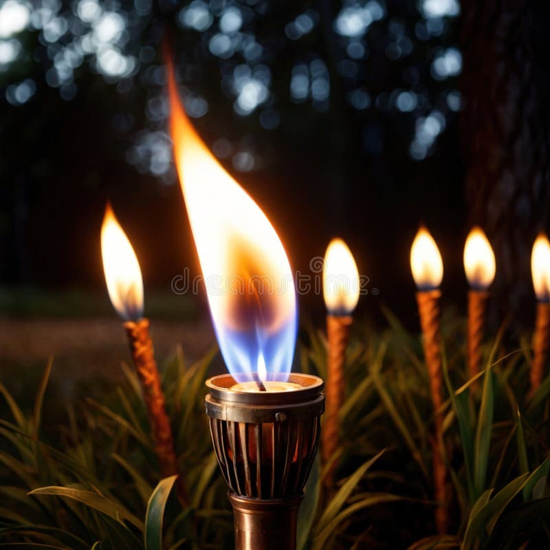 Torch , Burning Flame Tool To Create Light Stock Illustration ...