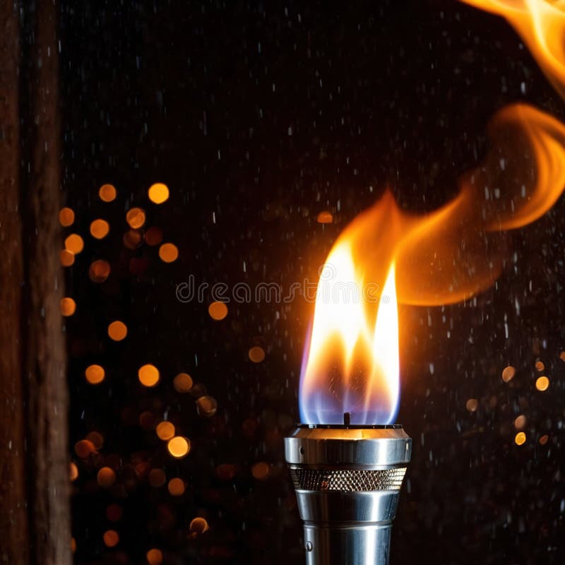 Torch , Burning Flame Tool To Create Light Stock Illustration ...