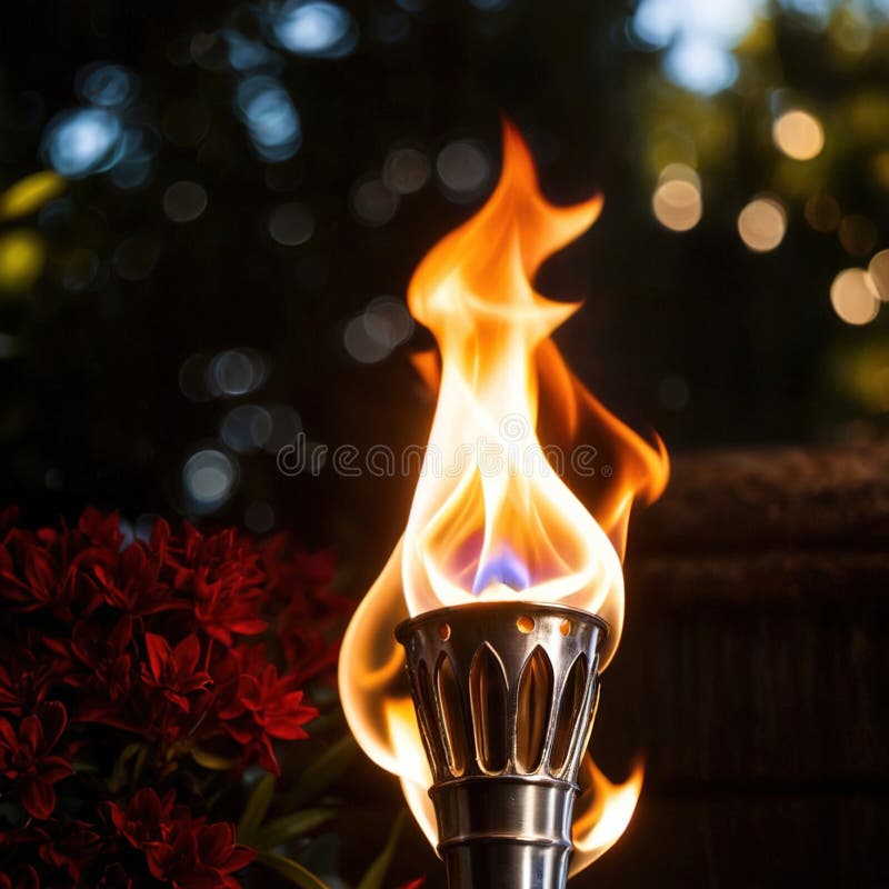 Torch , Burning Flame Tool To Create Light Stock Illustration ...