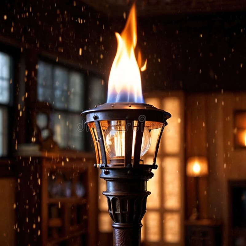 Torch , Burning Flame Tool To Create Light Stock Illustration ...