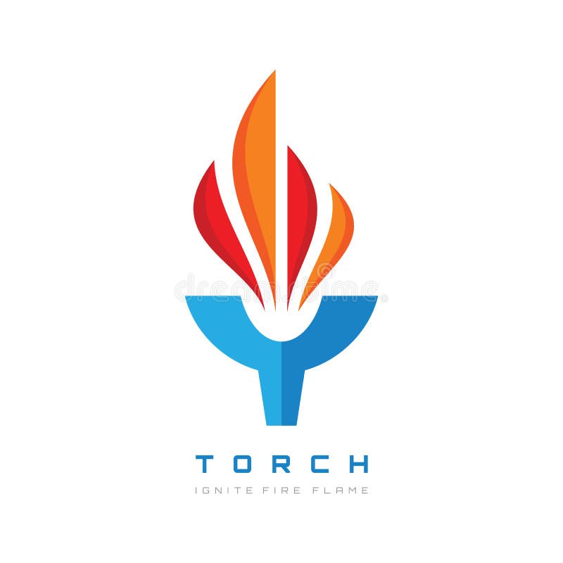 Torch with Fire Flame - Concept Sign Vector Illustration Stock Vector ...